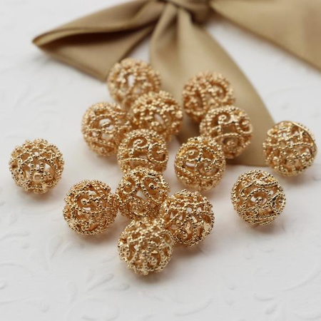 Przekładka metalowa ażurowa kula złota 10mm | ELEMENTY METALOWE \ Ozdobne | Tytuł sklepu ...