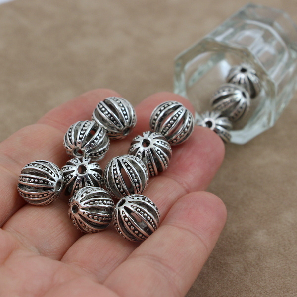 Metalowa ażurowa kula ciemne srebro 12mm | ELEMENTY METALOWE \ Ozdobne | Tytuł sklepu zmienisz w ...