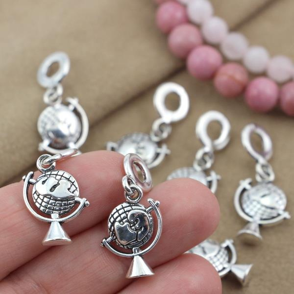 Zawieszka metalowa z podwieszką globus srebrny 30x12mm | ELEMENTY ...